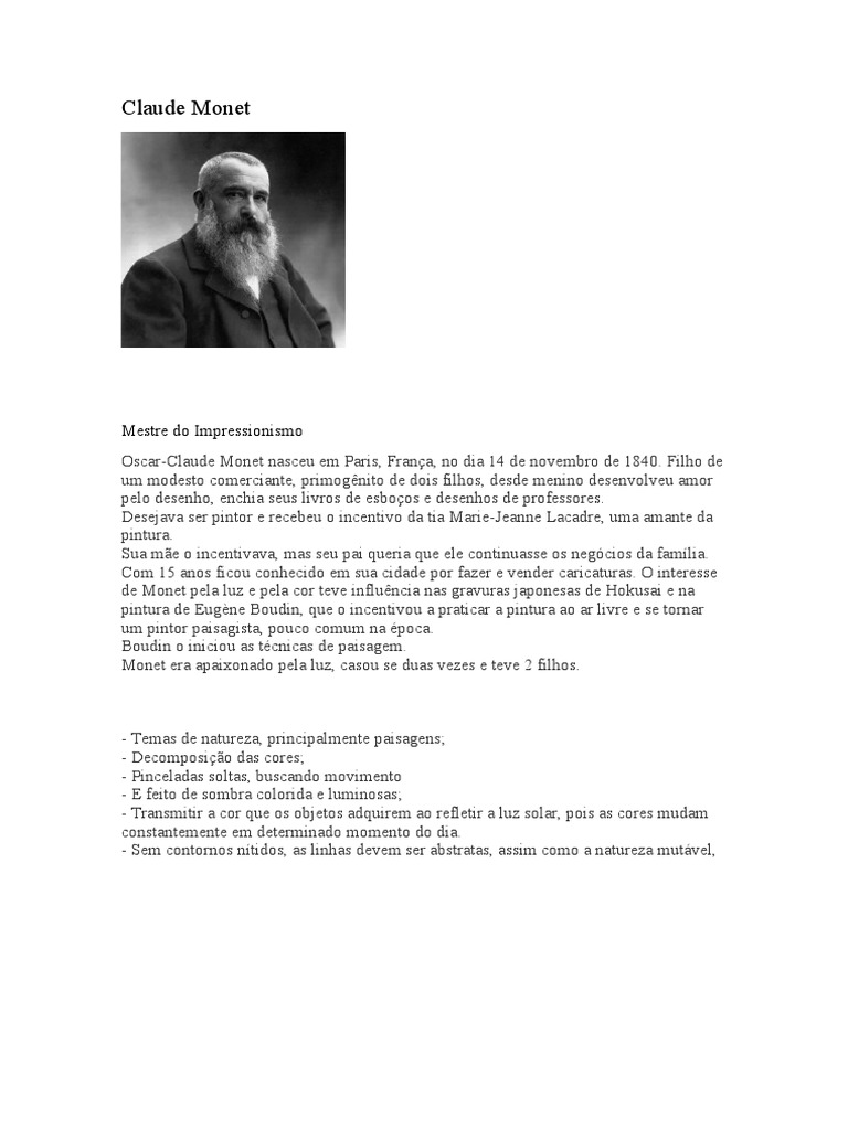 Claude Monet | PDF | Claude Monet | Impressionismo
