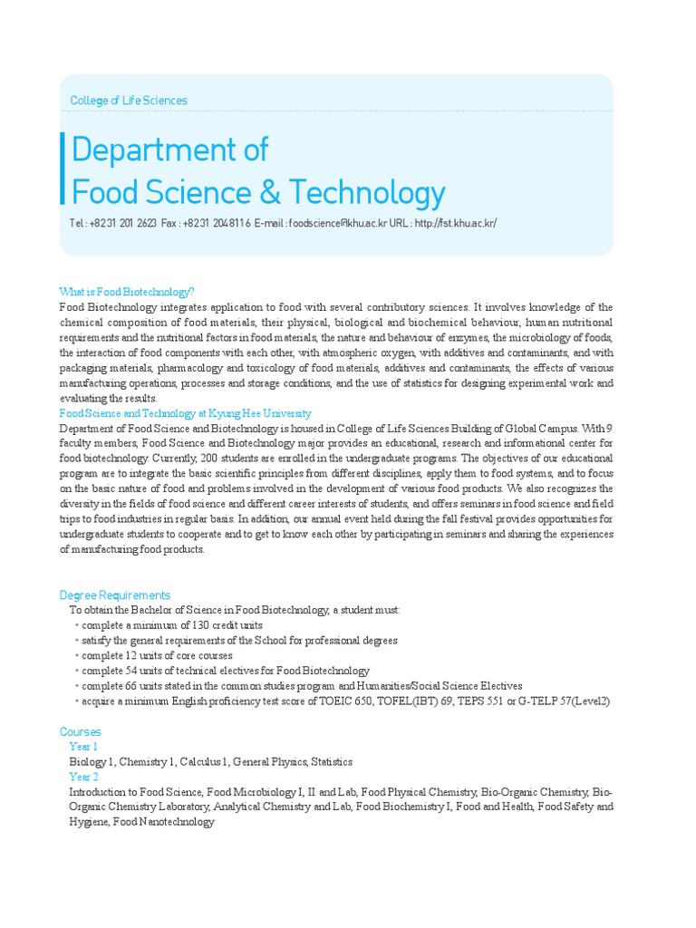 Food Biotechnology Program Overview | PDF | Food Science | Biotechnology