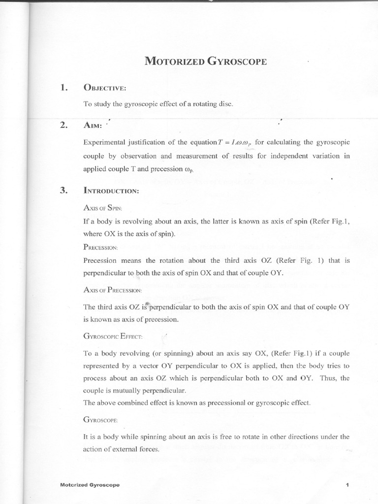 Motorized Gyroscope Apparatus | PDF
