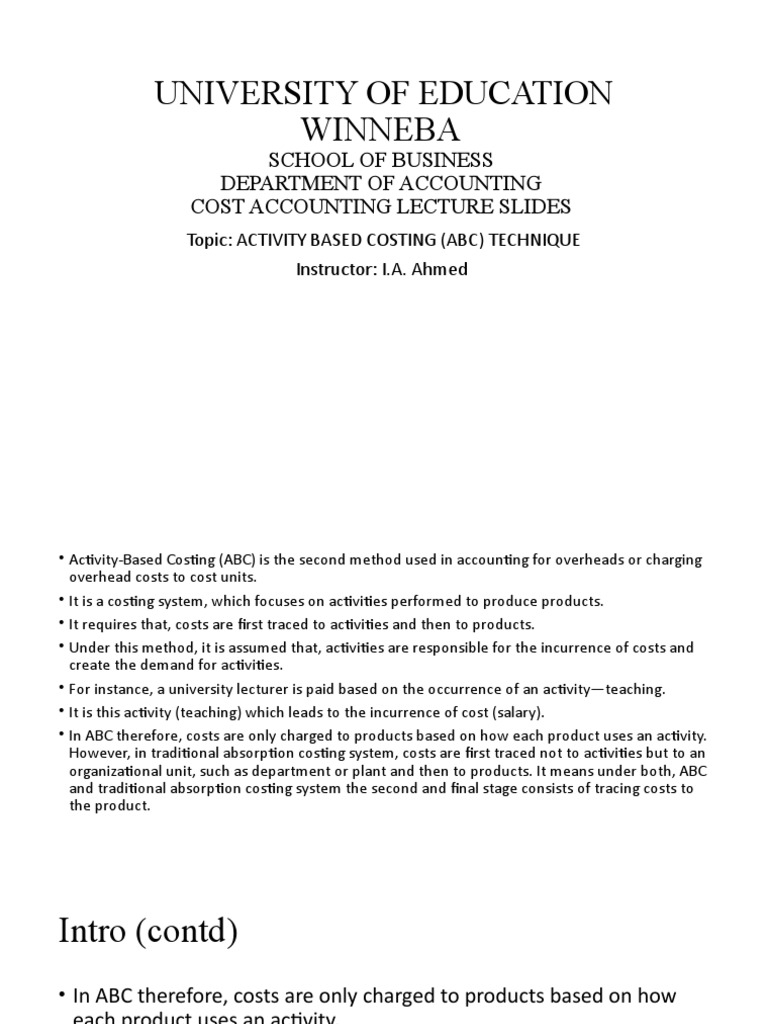 University of Education Winneba: School of Business Department of ...