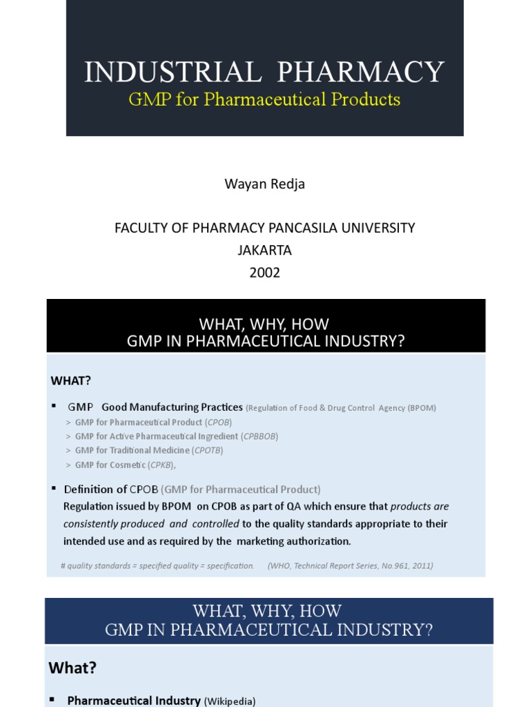 GMP in Pharmaceutical Industry Overview | PDF | Quality | Business Process