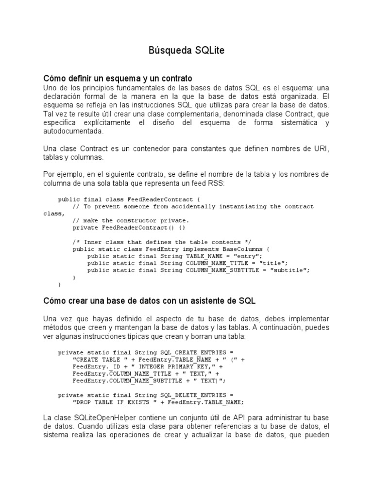 Busqueda SQLite | PDF | SQL | Bases de datos