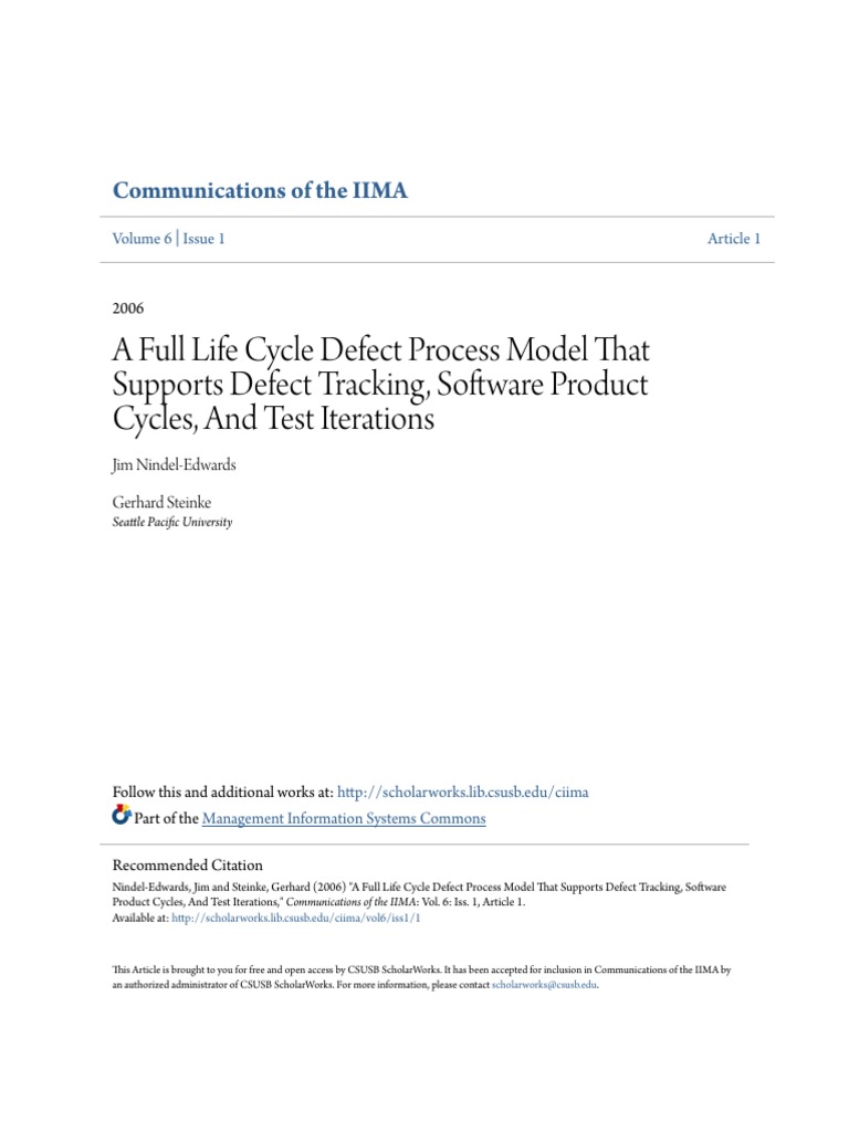 A Full Life Cycle Defect Process Model That Supports Defect Tracking ...