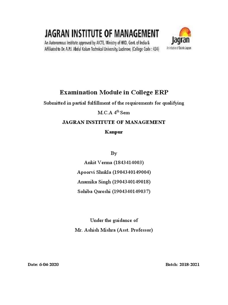 Examination Module in College ERP: Jagran Institute of Management ...