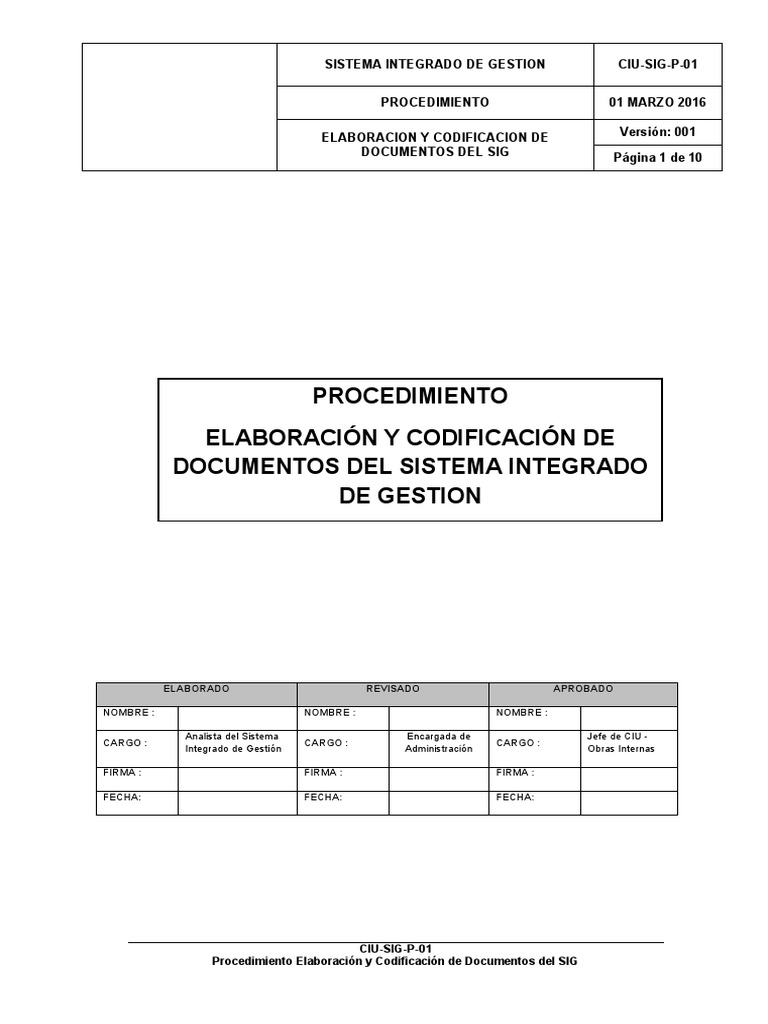 Codificación de Documentos SIG ISO 9001 | PDF | Sistema de información ...