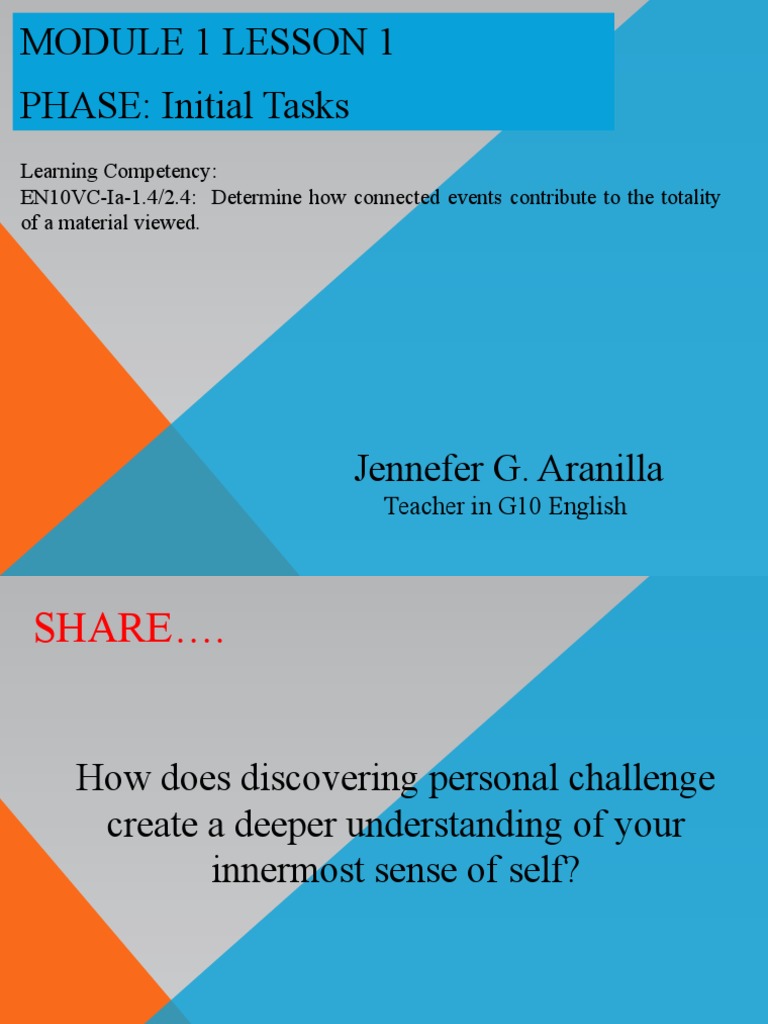 1 Module 1 Lesson 1 Initial Tasks | PDF