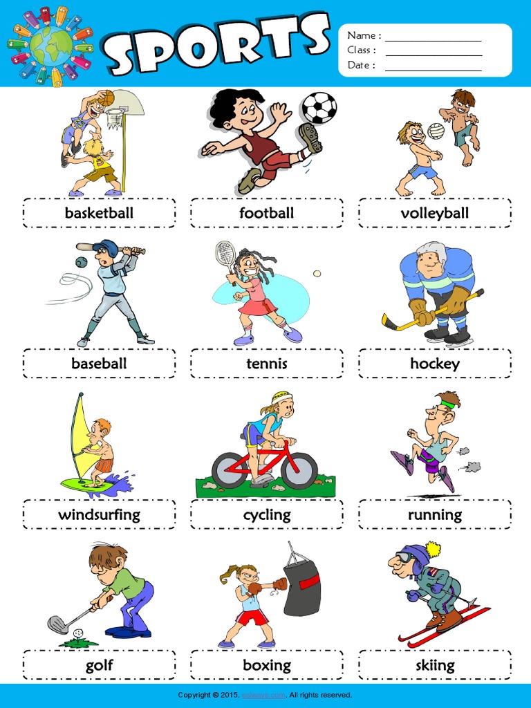 Sports Esl Picture Dictionary For Kids | PDF | Sports & Recreation