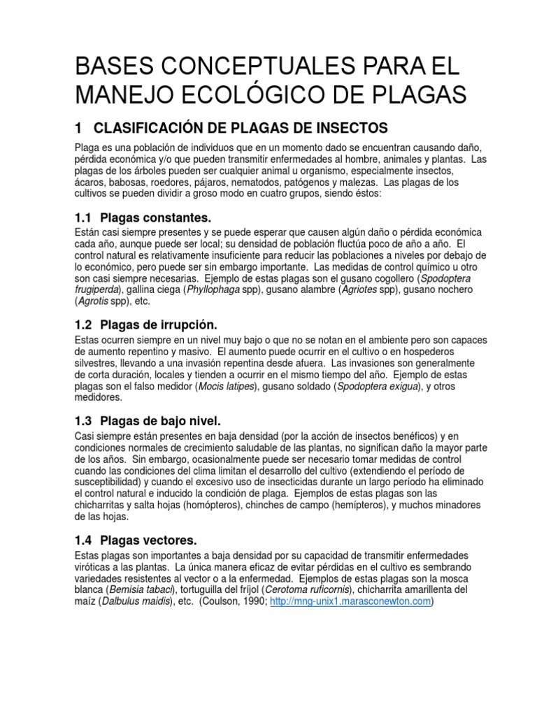 Bases para El Manejo de Plagas | Descargar gratis PDF | Plaga (organismo) | Insectos