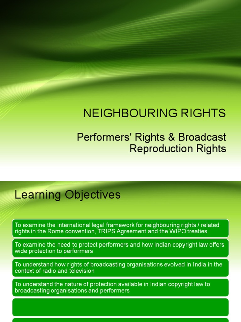 Neighbouring Rights: Performers' Rights & Broadcast Reproduction Rights ...