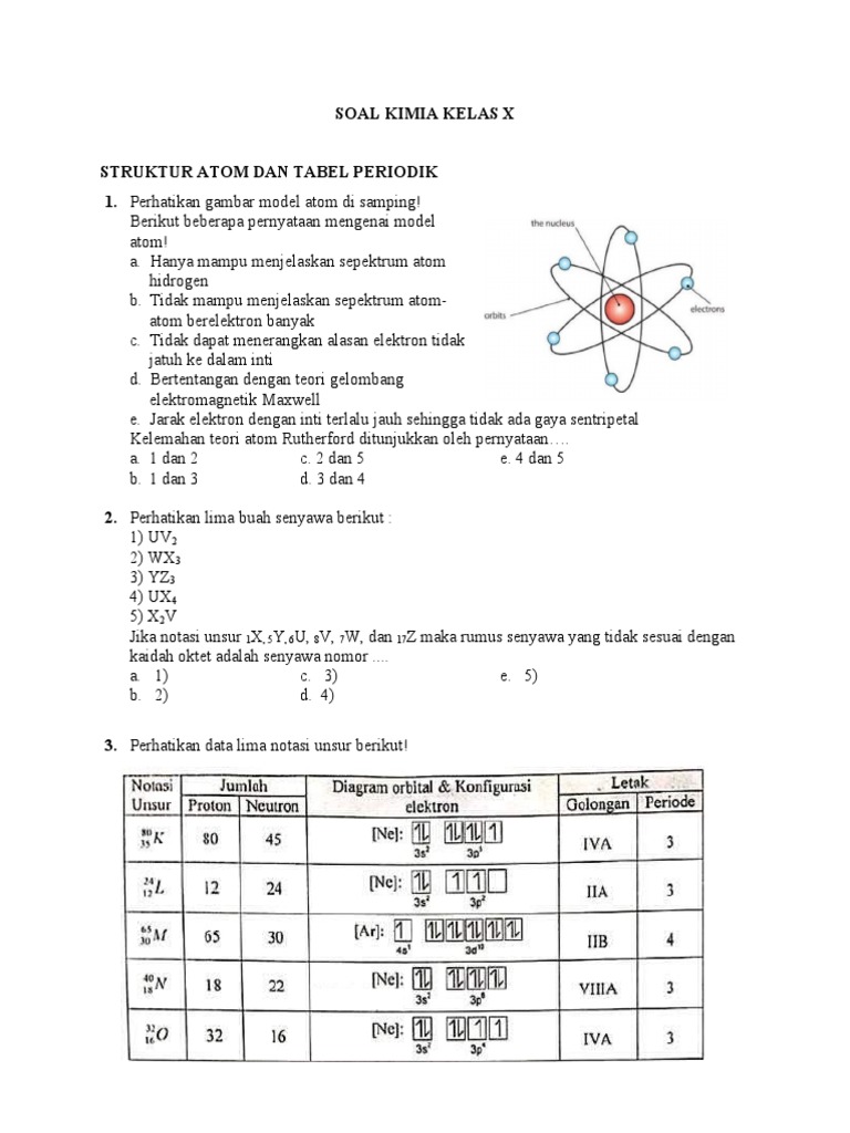Soal Kimia Kelas X | PDF | Sains & Matematika