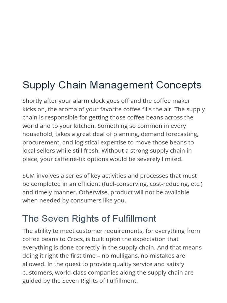 Supply Chain Management Concepts | PDF | Supply Chain Management ...
