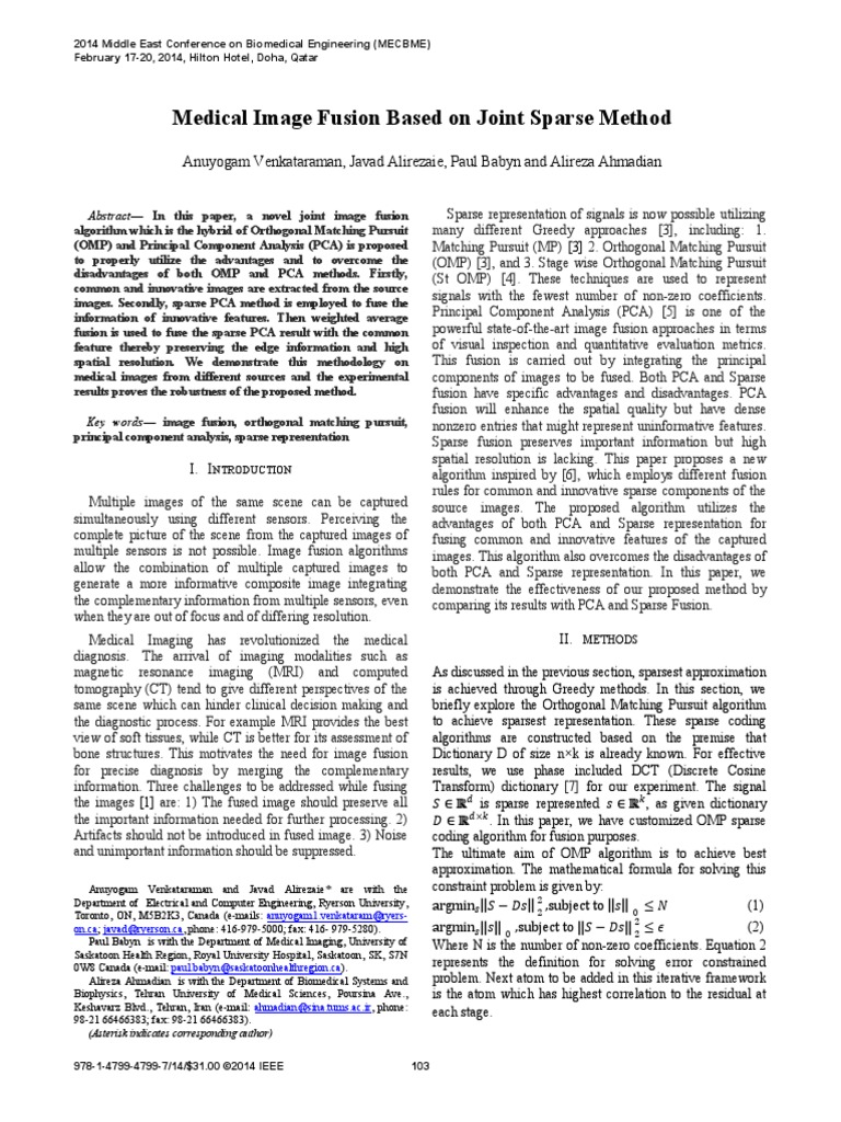 2014-Medical Image Fusion Based On Joint Sparse Method | PDF | Principal Component Analysis ...
