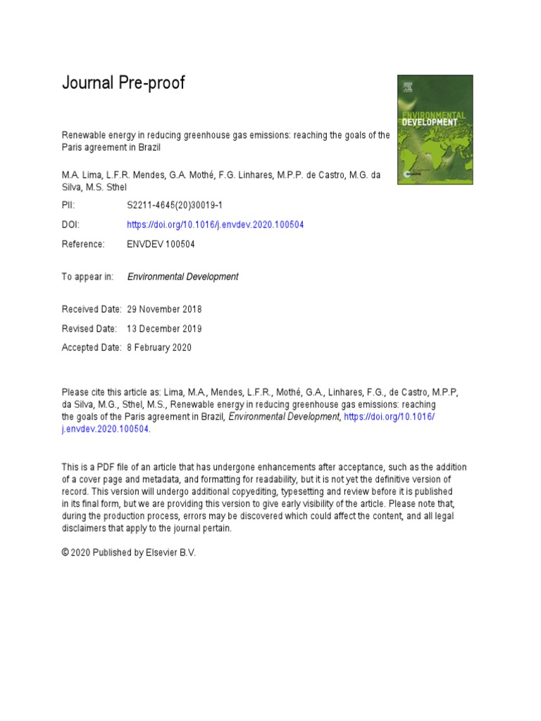 Journal Pre-Proof: Environmental Development | PDF | Biodiesel ...