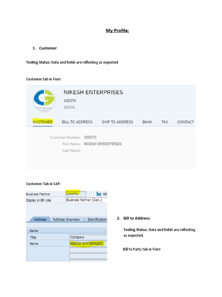 My Profile Testing | PDF