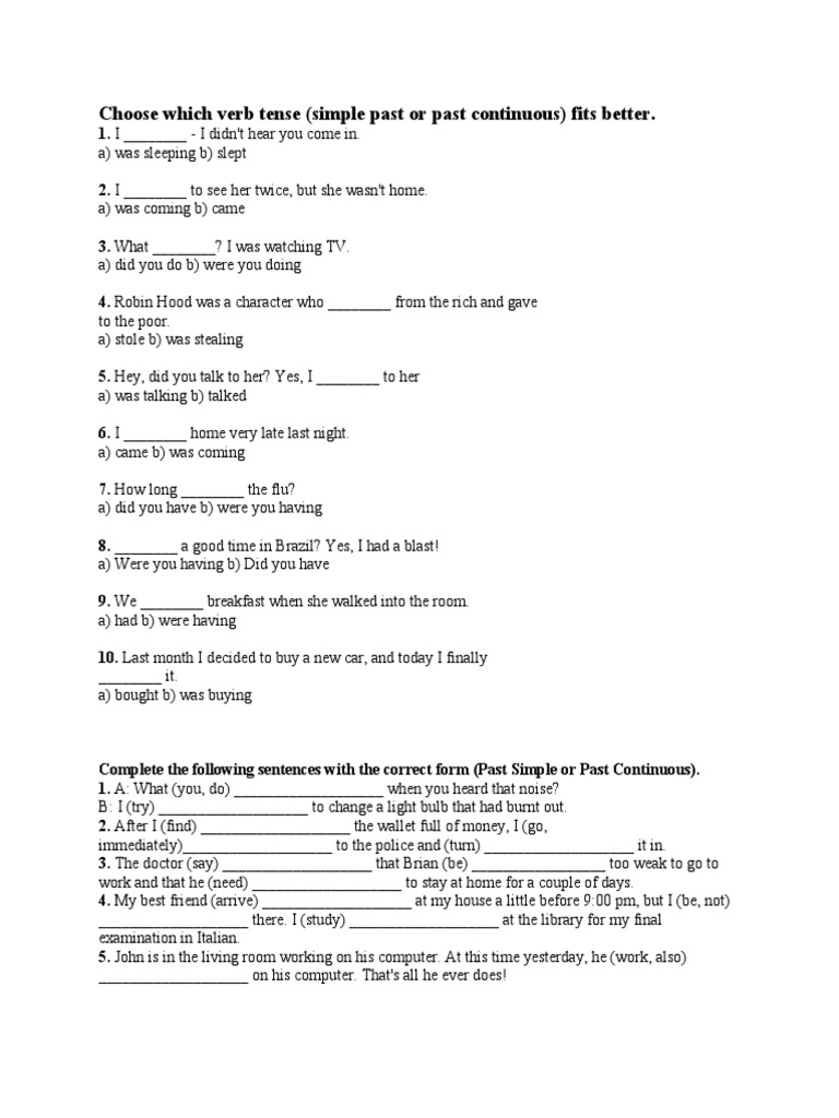 Past Cont and Past Simp | PDF