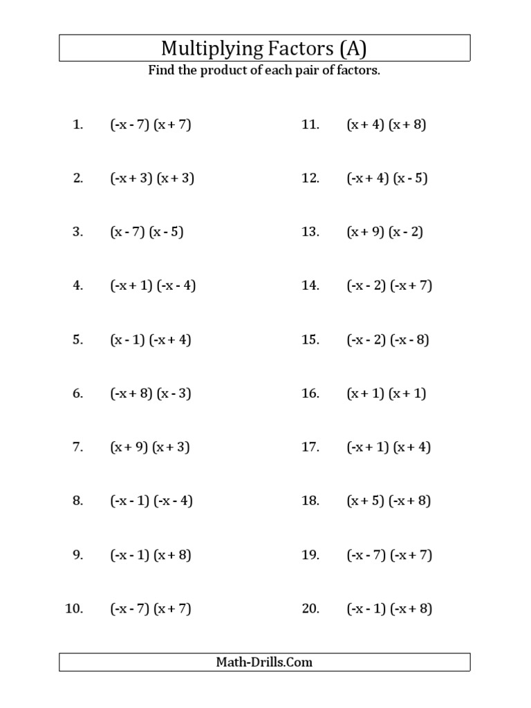 Factor Multiplication Exercises | PDF | Science & Mathematics | Computers