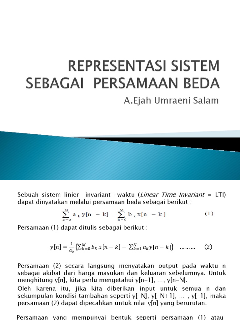 Representasi Sistem Sebagai Persamaan Beda | PDF