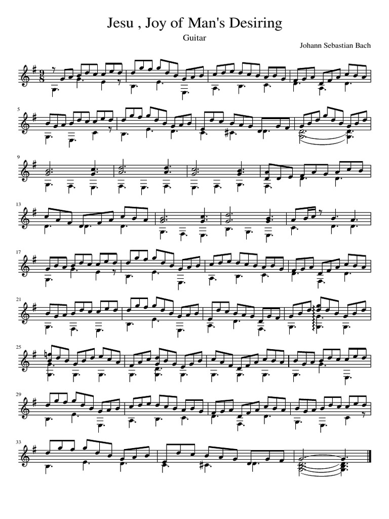 Jesu, Joy of Man's Desiring: Guitar | PDF | Classical Compositions ...