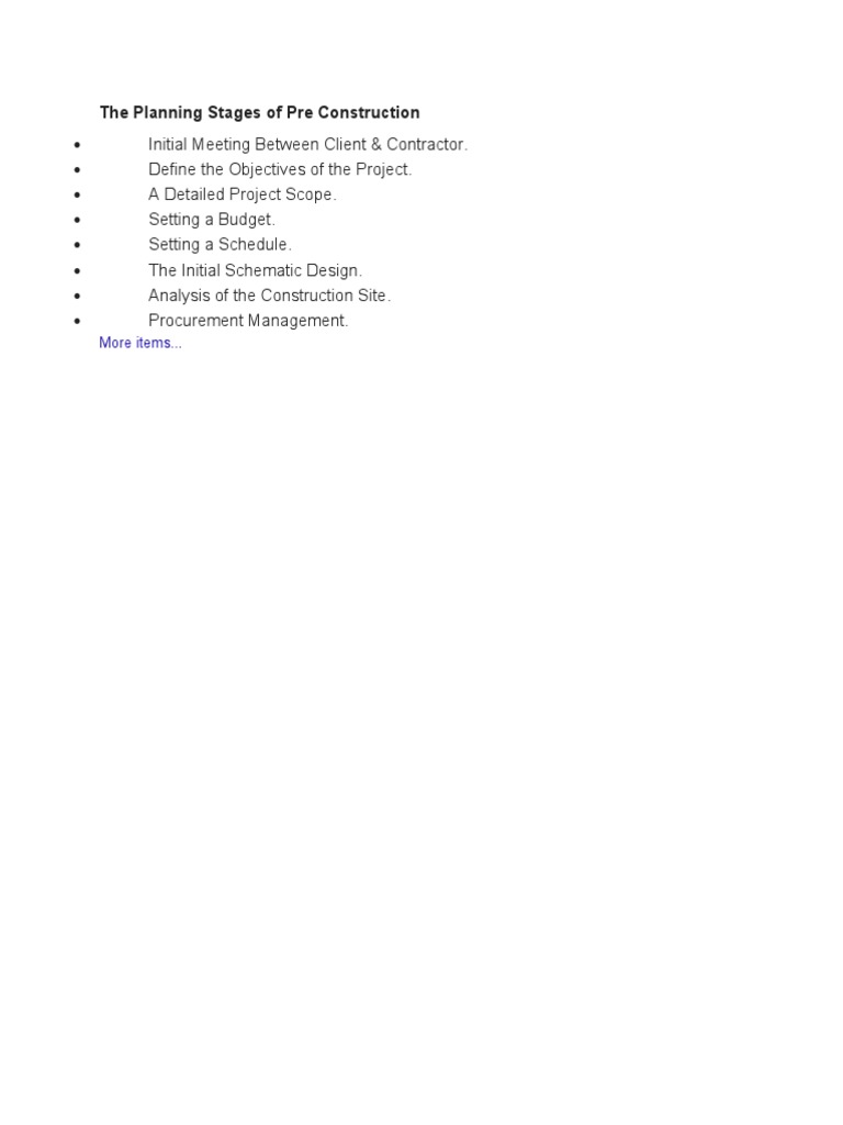 The Planning Stages of Pre Construction | PDF