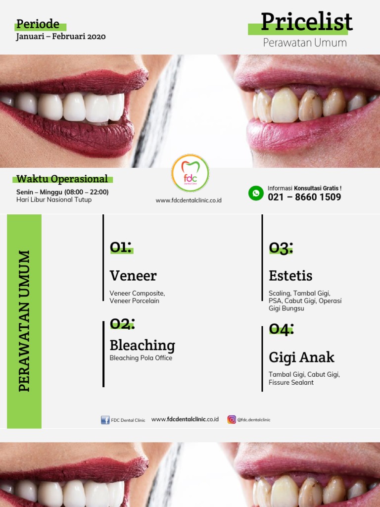 Pricelist Perawatan Umum FDC Dental 2020 | PDF