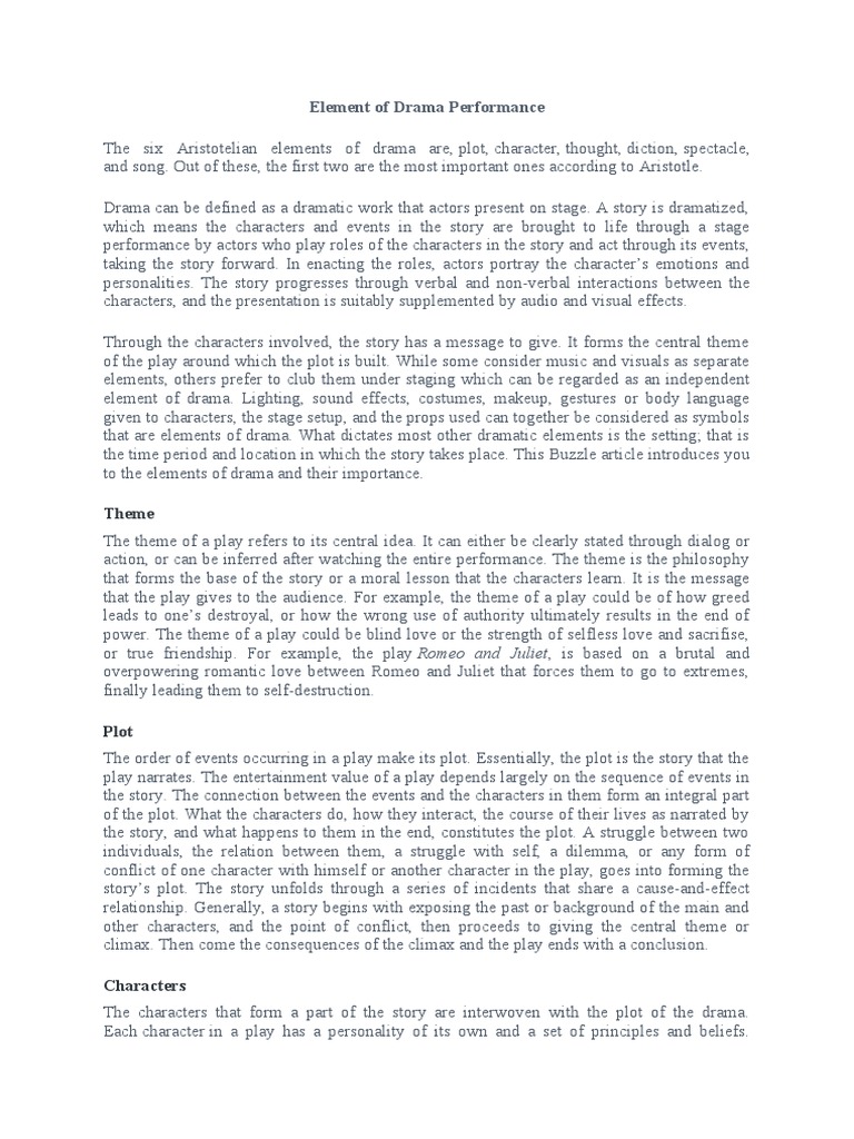 Element of Drama Performance | PDF | Romeo And Juliet | Actor