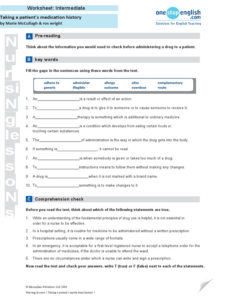 Medication History - Worksheet | PDF | Prescription Drugs | Dose ...