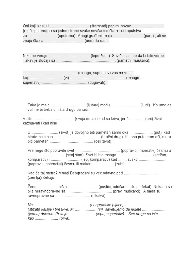 Dusko Radovic Citati Popunjavanje | PDF