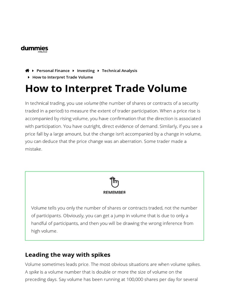 How To Interpret Trade Volume | PDF | Behavioral Economics | Economics