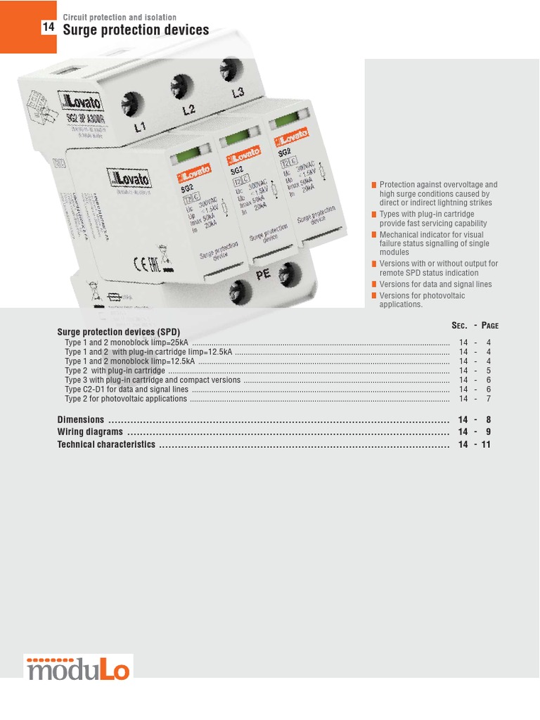 Lovato - Surge Protection Devices | PDF | Relay | Fuse (Electrical)