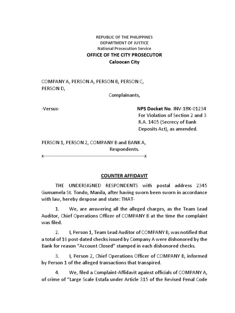 Counter Affidavit Print | PDF | Prosecutor | Judiciaries