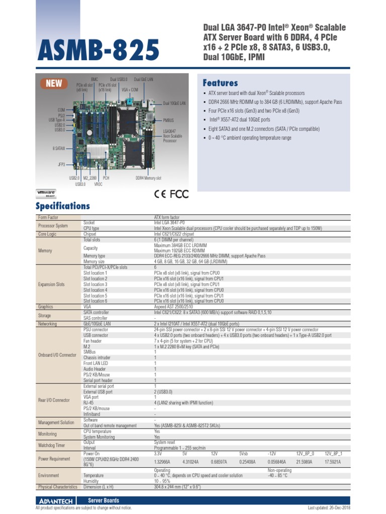 ASMB-825 - DS (12.26.18) 20181227145751 Placa de Baza Server | Computer Networking | Computer ...