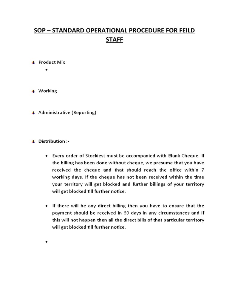 SOP For Feild Staff | PDF