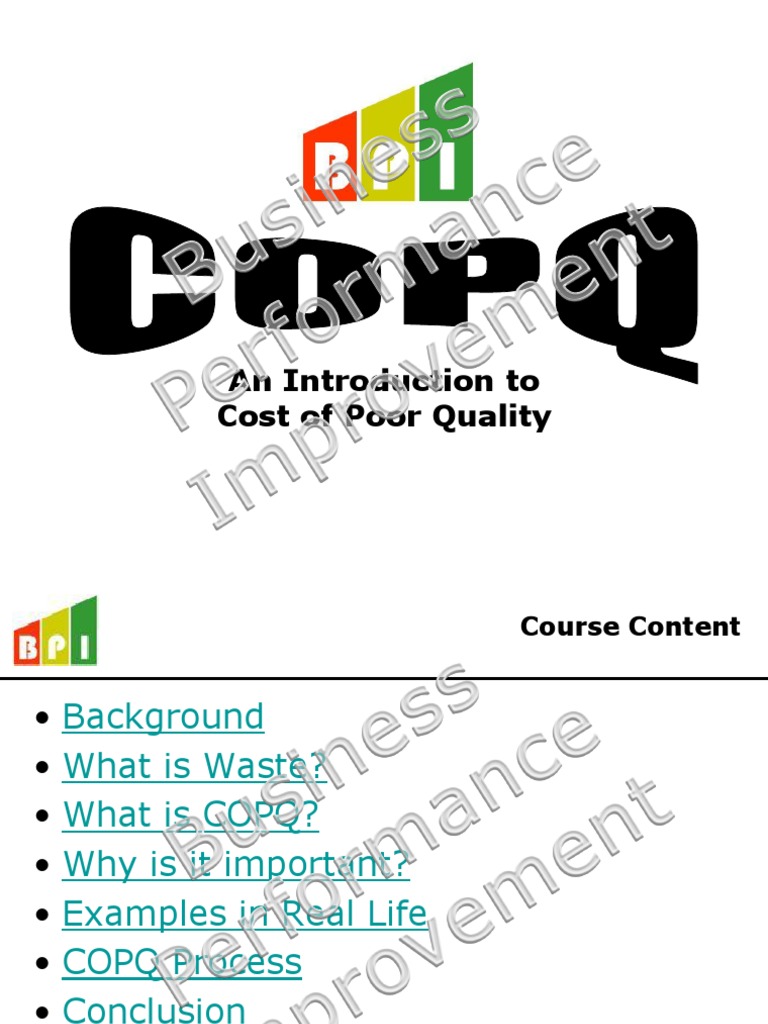 An Introduction To Cost of Poor Quality | PDF | Inventory | Cost