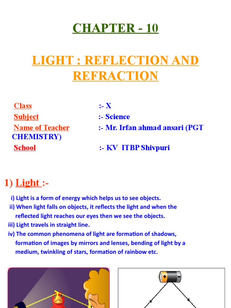 Chapter - 10: Light: Reflection and Refraction | PDF | Refraction | Refractive Index