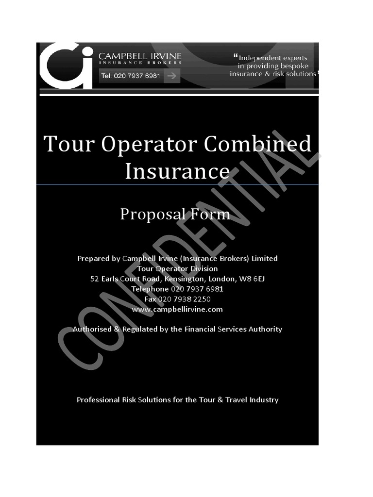 Tour Operator Insurance Proposal Form | PDF | Liability Insurance ...