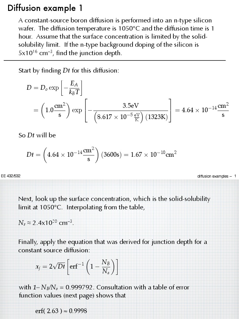 EE 432/532 Diffusion Examples - 1 | Download Free PDF | Doping ...