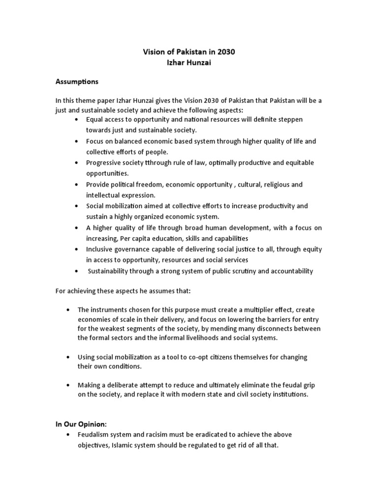 Vision of Pakistan in 2030 | PDF | Sustainability | Pakistan