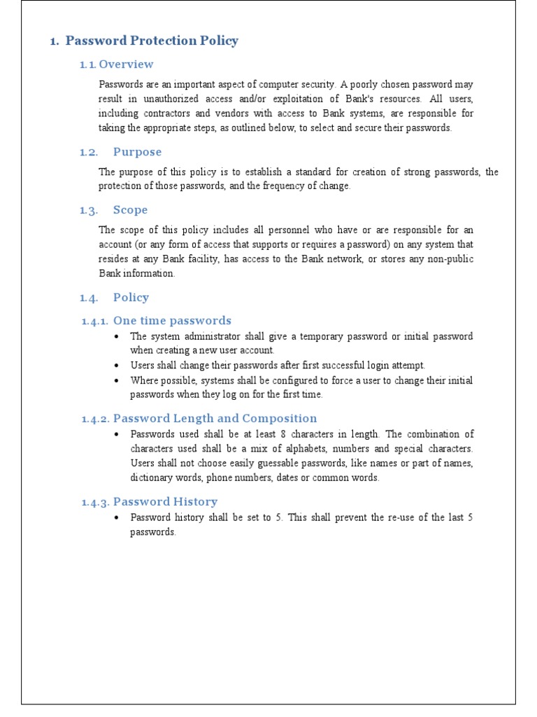 Password Protection Policy | PDF | Password | Information Security