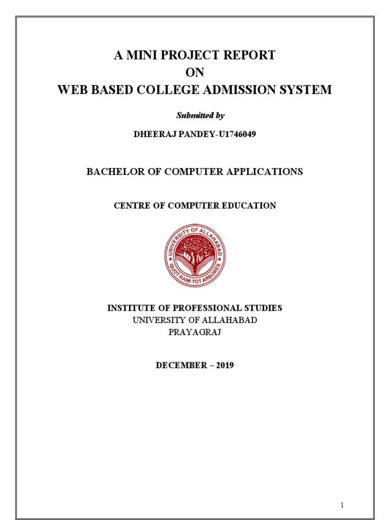 A Mini Project Report ON Web Based College Admission System: Bachelor ...