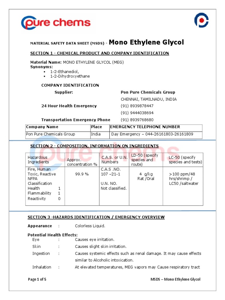 Meg MSDS PPC | PDF | Ethanol | Personal Protective Equipment