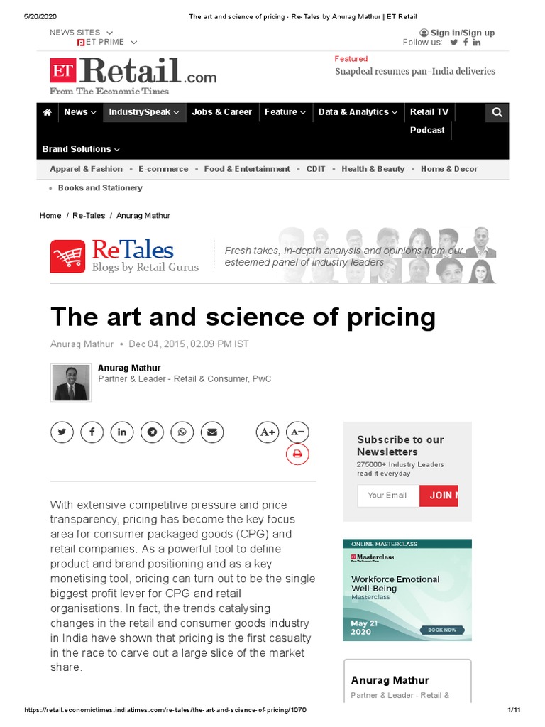The Art and Science of Pricing, ET Retail | PDF | Pricing | Analytics