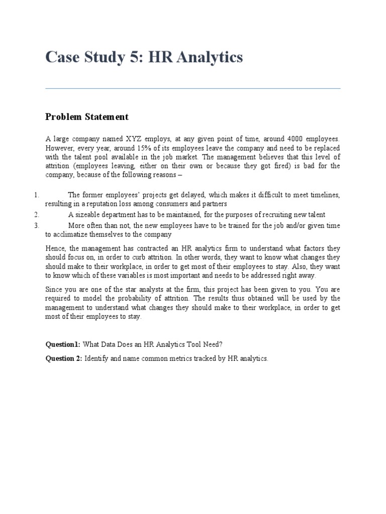 Case Study 5: HR Analytics: Problem Statement | PDF