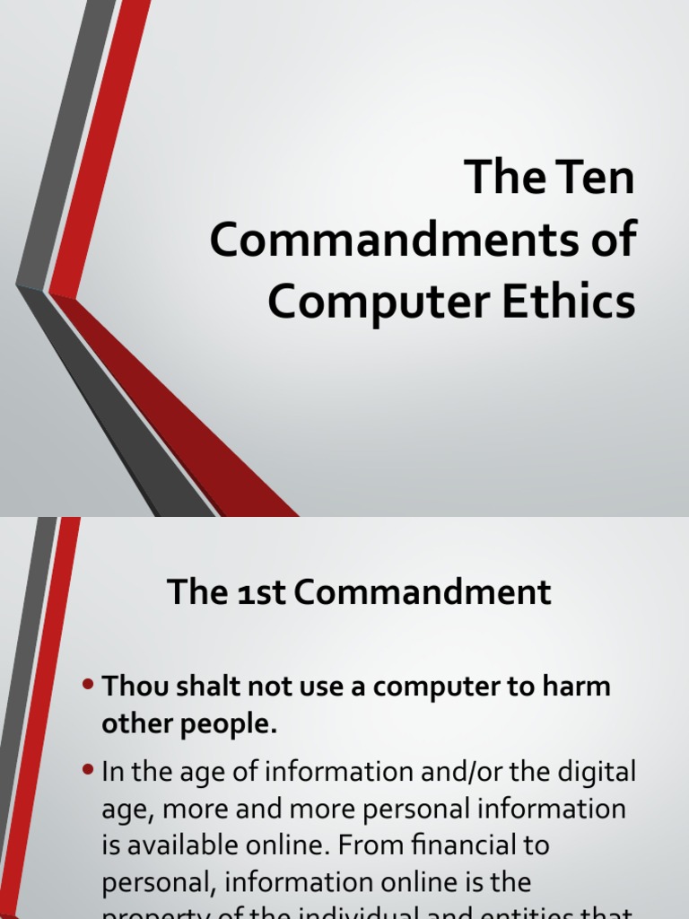The Ten Commandments of Computer Ethics | PDF | Application Software ...