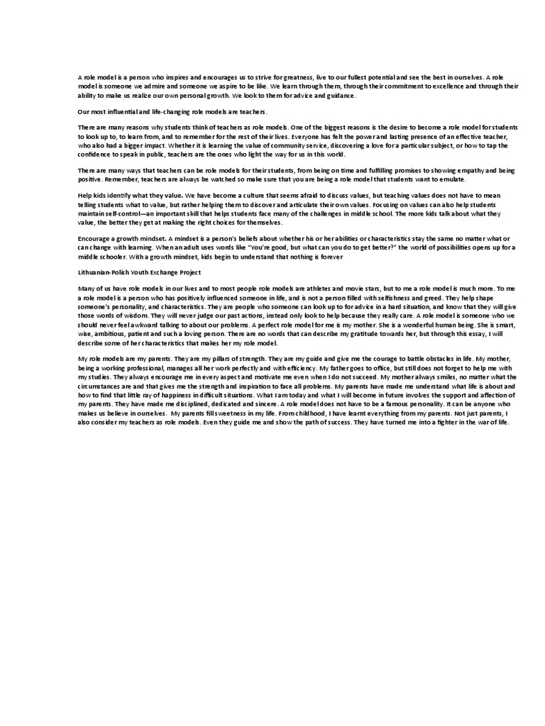 A Role Model Is A Person Who Inspires and Encourages Us To Strive For ...