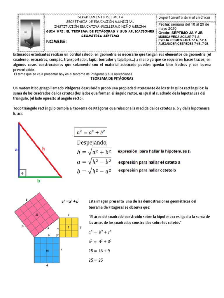 GuiaGeo. Teorema de Pitágoras | PDF | Triángulo | Euclides