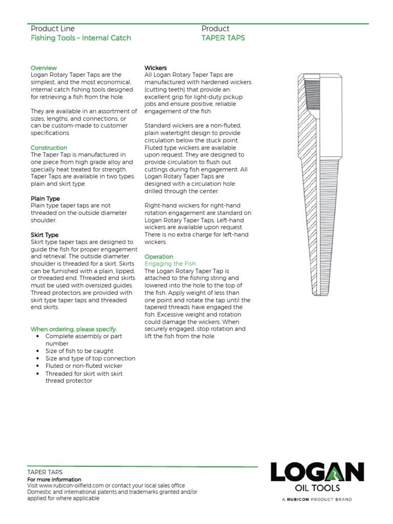 Fishing Tools - Internal Catch Taper Taps: Product Line Product | PDF ...