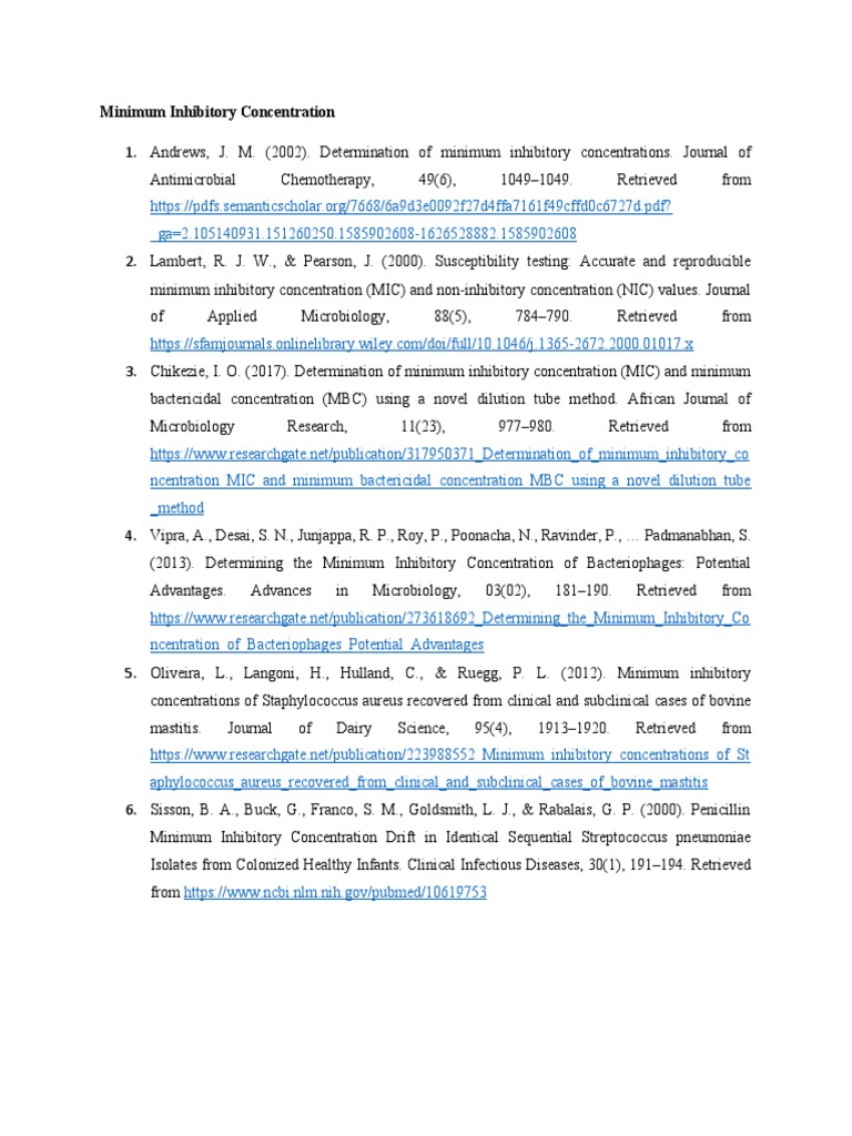 Minimum Inhibitory Concentration | PDF | Pseudomonas | Pseudomonas ...