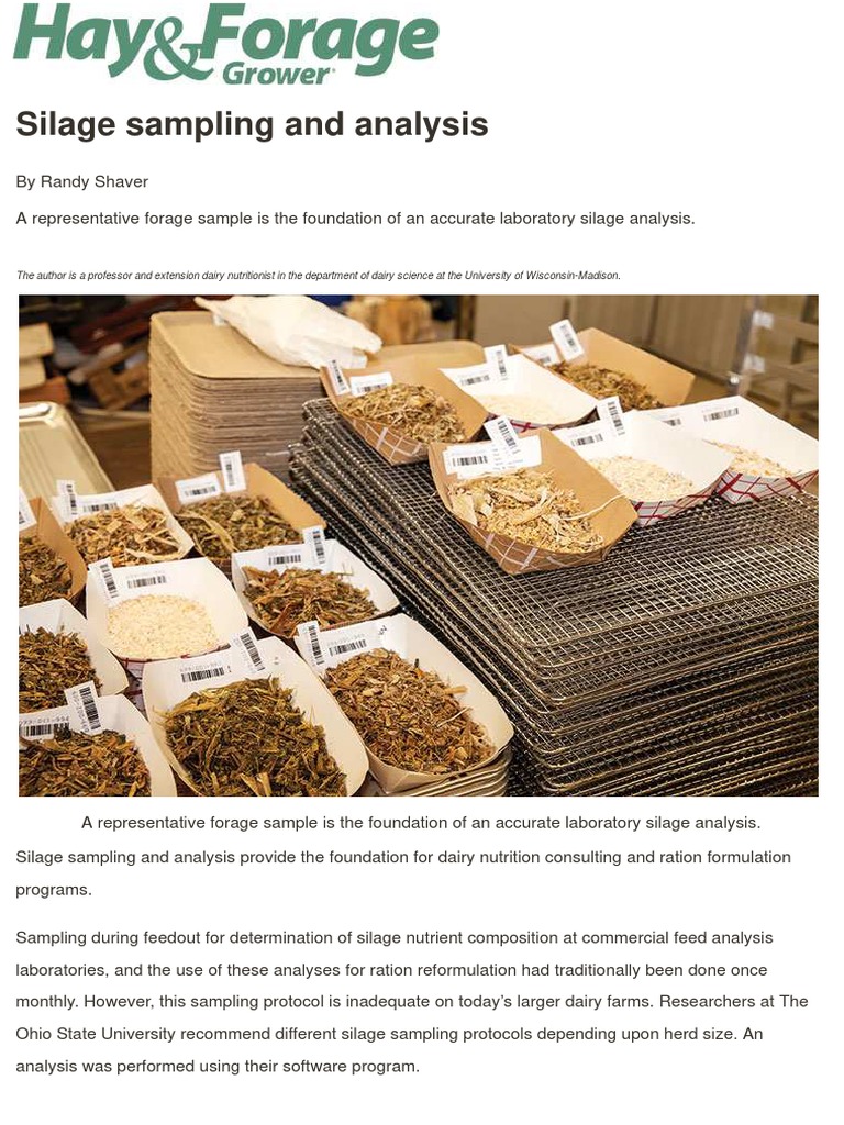 Silage Sampling and Analysis | PDF | Maize | Dairy Farming