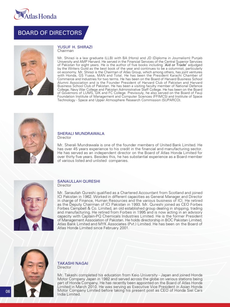 Atlas Honda: Board of Directors | PDF | Honda | Chief Executive Officer