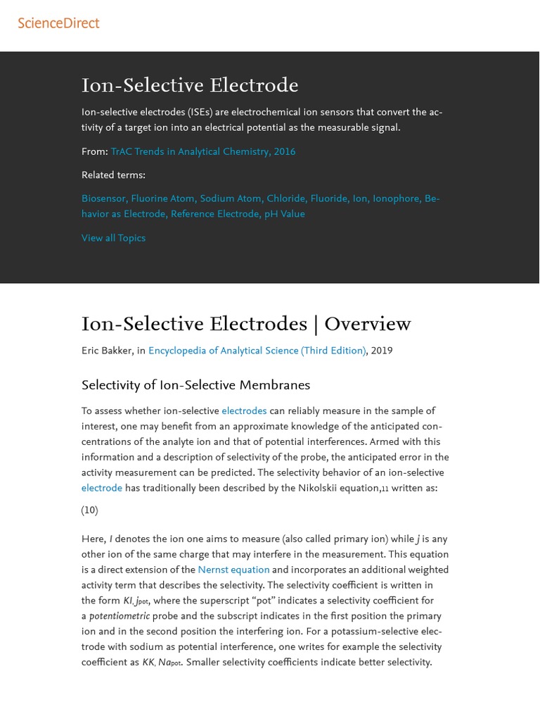 Ion-Selective Electrode | PDF | Ph | Titration